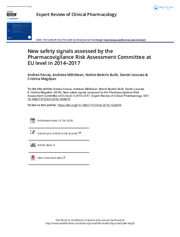 (PDF) New safety signals assessed by the Pharmacovigilance Risk ...