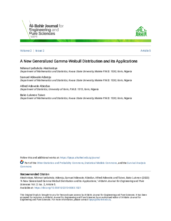 Pdf A New Generalized Gamma Weibull Distribution And Its Applications