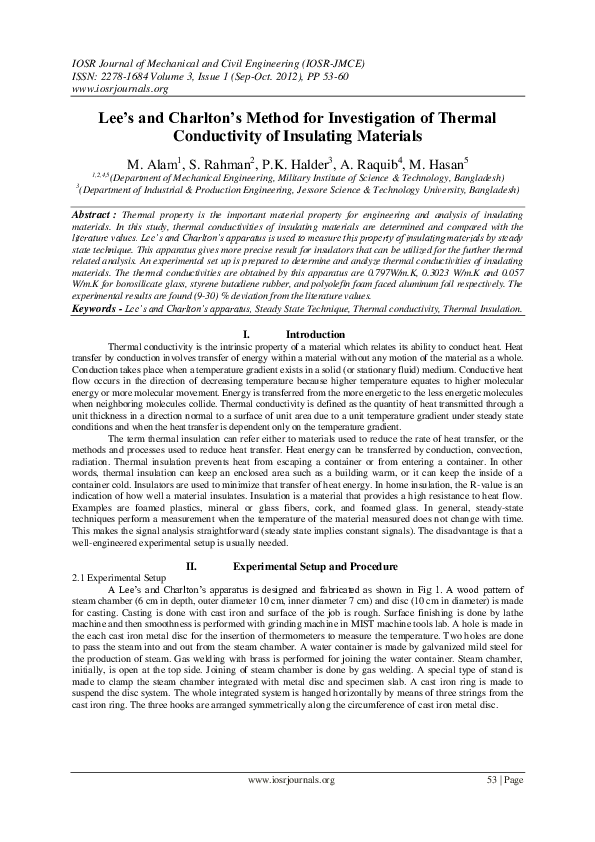 (PDF) Lee’s and Charlton’s Method for Investigation of Thermal ...