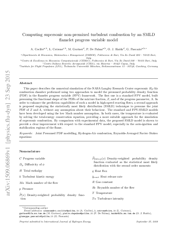 (PDF) Computing supersonic non-premixed turbulent combustion by an SMLD flamelet progress ...