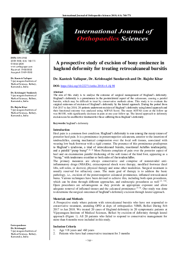 (PDF) A prospective study of excision of bony eminence in haglund ...