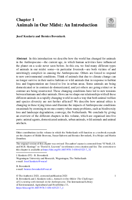 (PDF) Animals in Our Midst: An Introduction