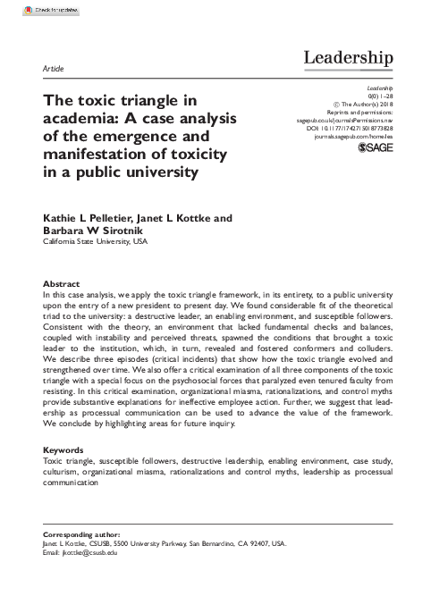 (PDF) The toxic triangle in academia: A case analysis of the emergence ...