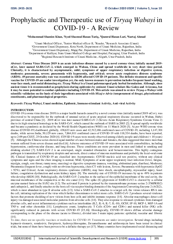 (PDF) Prophylactic and Therapeutic use of Tiryaq Wabayi in COVID-19-A ...