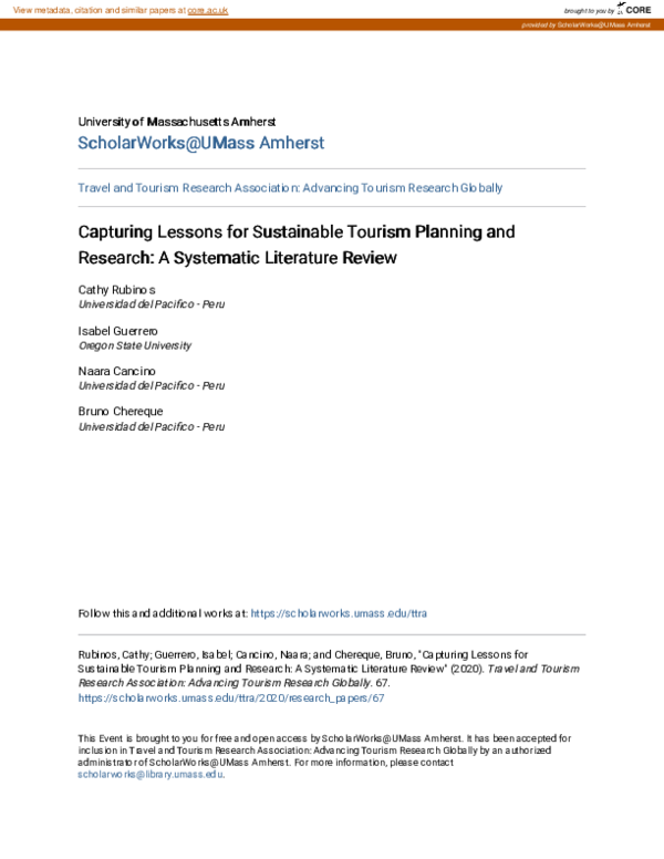 (PDF) Capturing Lessons for Sustainable Tourism Planning and Research ...