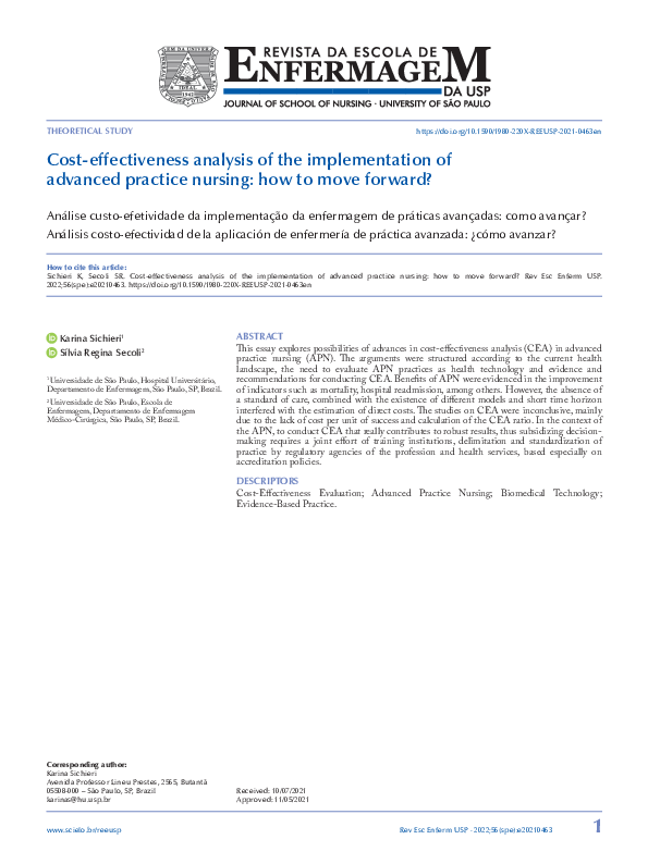 (PDF) Cost-effectiveness analysis of the implementation of advanced ...