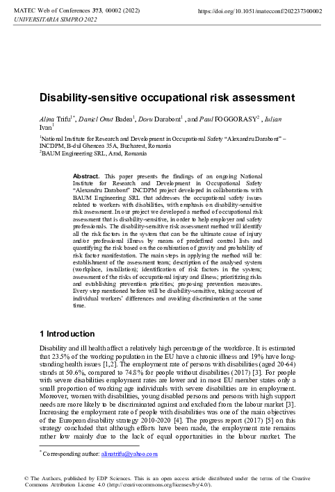 (PDF) Disability-sensitive occupational risk assessment