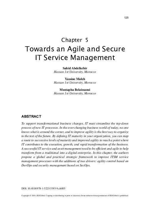 (PDF) Towards an Agile and Secure IT Service Management
