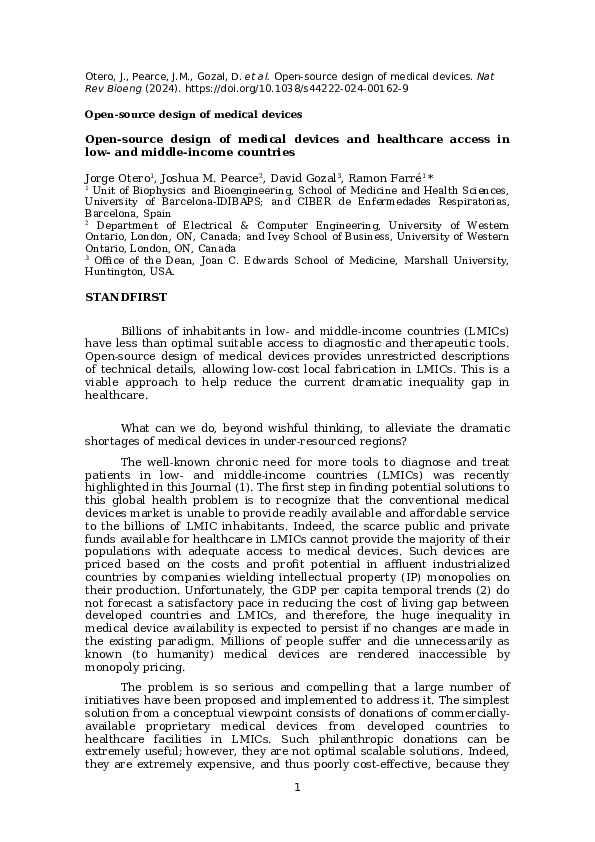 (PDF) Open-source design of medical devices
