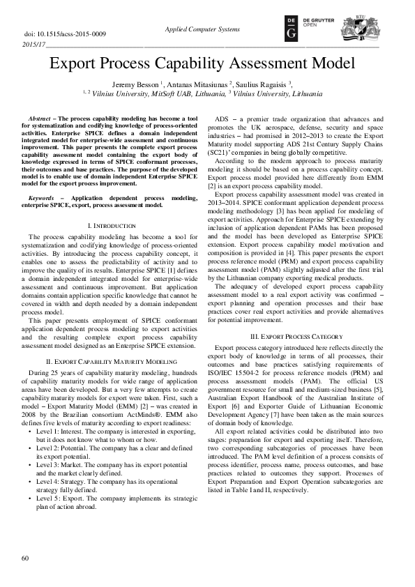 (PDF) Export Process Capability Assessment Model