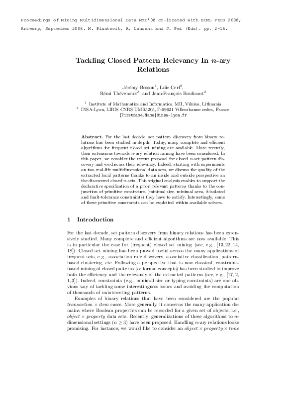 (PDF) Tackling Closed Pattern Relevancy In n-ary Relations