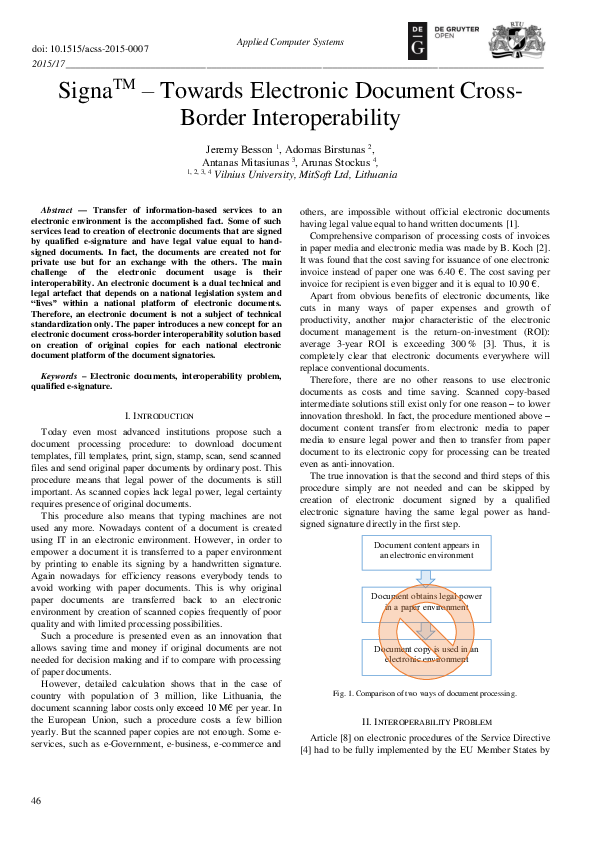 (PDF) SignaTM – Towards Electronic Document Cross-Border ...