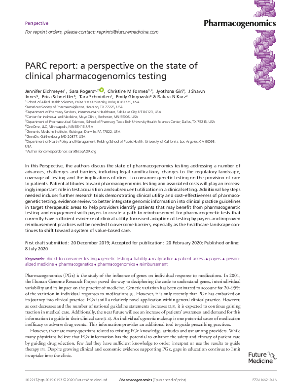 (PDF) PARC report: a perspective on the state of clinical ...