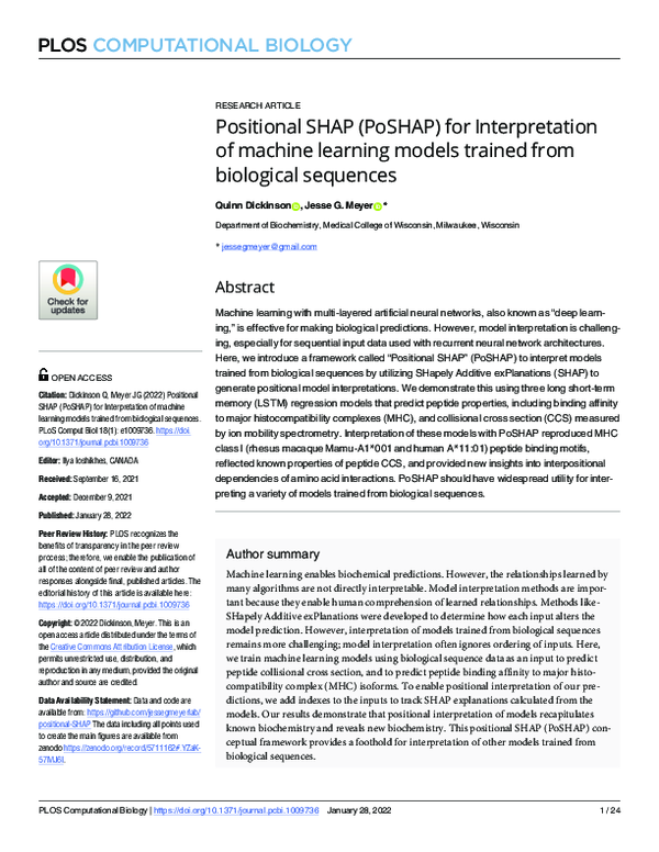 (PDF) Positional SHAP (PoSHAP) for Interpretation of machine learning models trained from ...