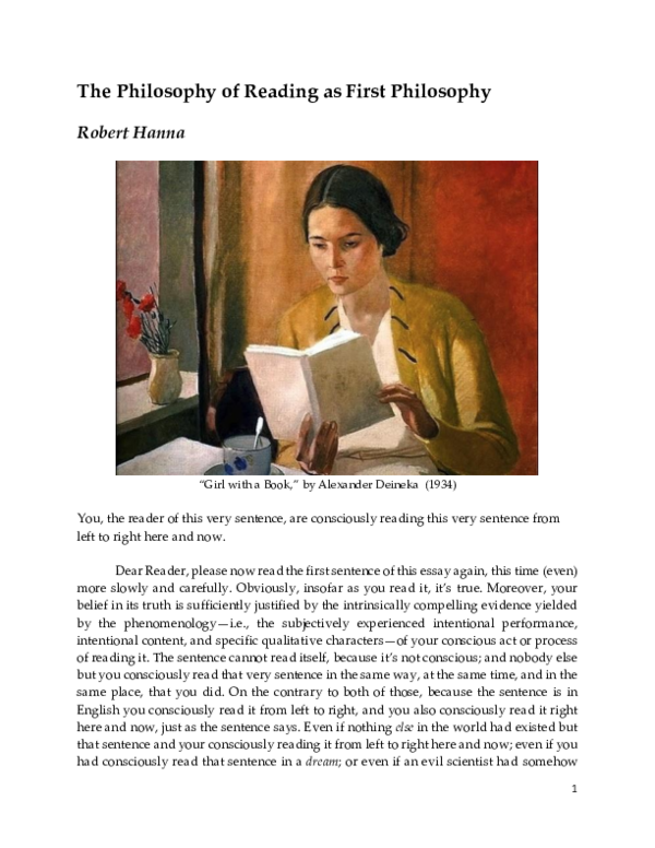 (PDF) The Philosophy of Reading as First Philosophy (September 2023 ...