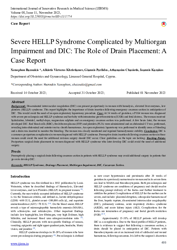 (PDF) Severe HELLP Syndrome Complicated by Multiorgan Impairment and ...