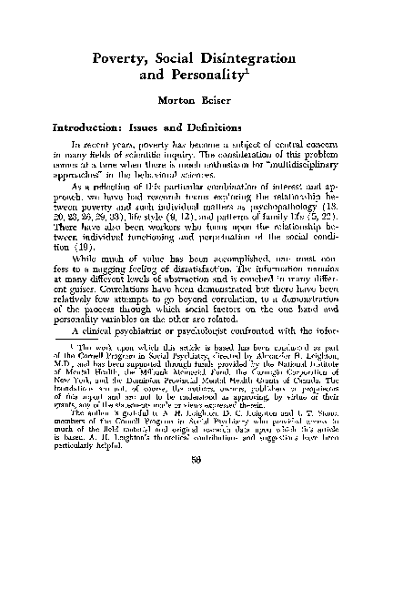 (PDF) Poverty, Social Disintegration and Personality