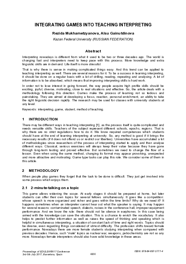 (PDF) Integrating Games Into Teaching Interpreting