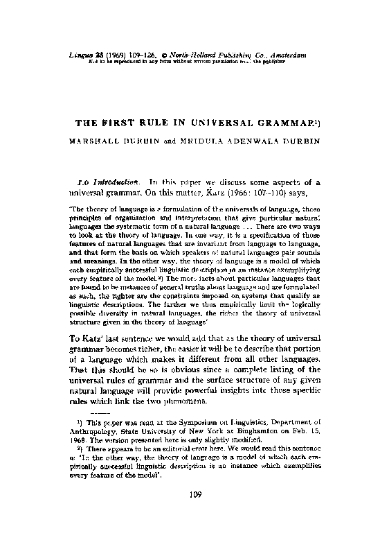 (PDF) The first rule in universal grammar