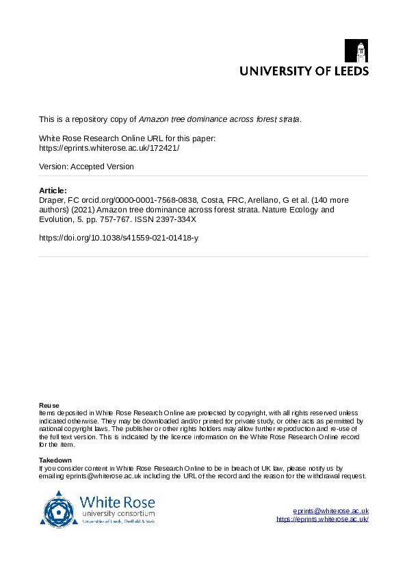 (PDF) Amazon tree dominance across forest strata | susan laurance ...