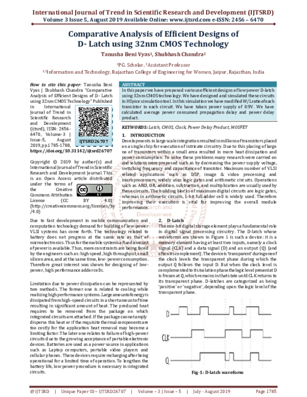 (PDF) Comparative Analysis of Efficient Designs of D Latch using 32nm ...