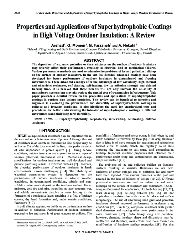 (PDF) Properties and applications of superhydrophobic coatings in high voltage outdoor ...