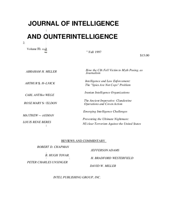 (PDF) INTERNAtional JOURNAL OF INTELLIGENCE AND COUNTERINTELLIGENCE
