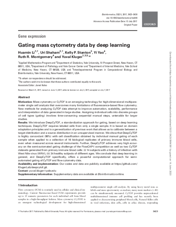 (PDF) DeepCyTOF: Automated Cell Classification of Mass Cytometry Data by Deep Learning and ...