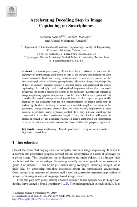 Pdf Accelerating Decoding Step In Image Captioning On Smartphones