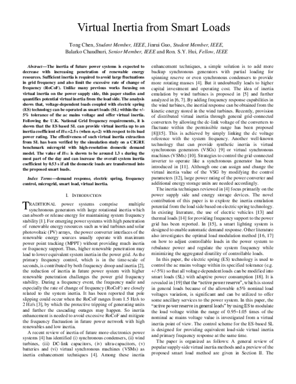 (PDF) Virtual Inertia From Smart Loads