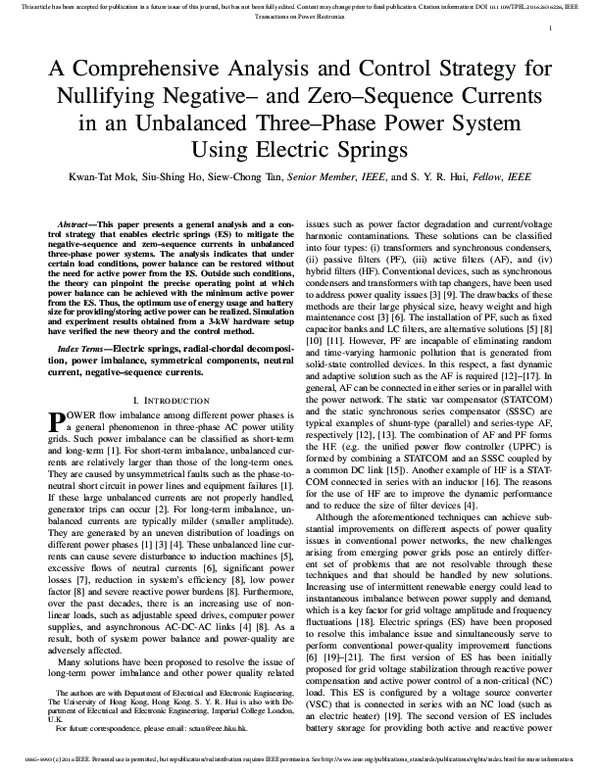 (PDF) A Comprehensive Analysis and Control Strategy for Nullifying Negative- and Zero-Sequence ...