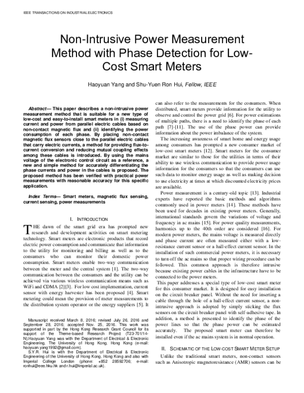 (PDF) Nonintrusive Power Measurement Method With Phase Detection for Low-Cost Smart Meters