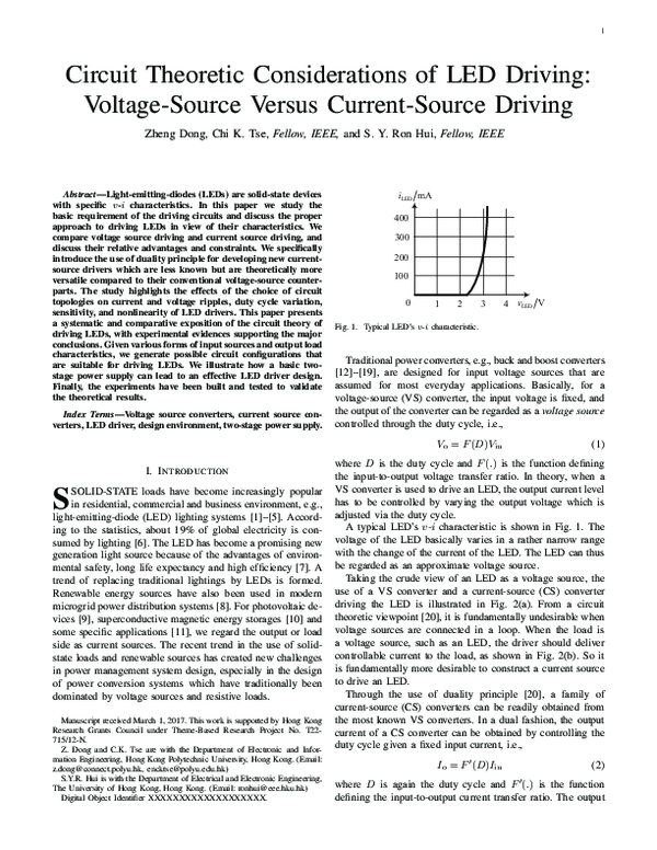 (PDF) Circuit Theoretic Considerations of LED Driving: Voltage-Source ...