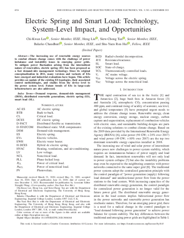 (PDF) Electric Spring and Smart Load: Technology, System-Level Impact ...