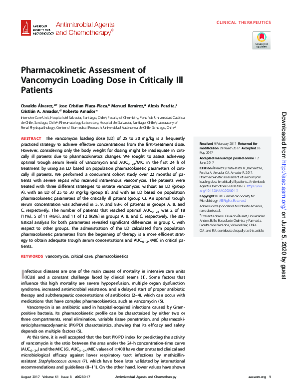 (PDF) Pharmacokinetic Assessment of Vancomycin Loading Dose in ...