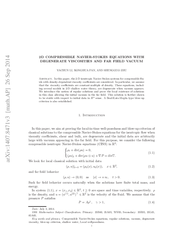 (PDF) 4 2D Compressible Navier-Stokes Equations with Degenerate ...