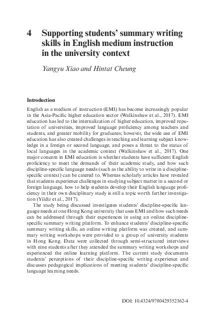 (PDF) Supporting students' summary writing skills in English medium ...