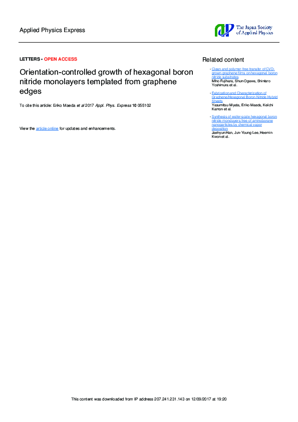 (PDF) Orientation-controlled growth of hexagonal boron nitride ...
