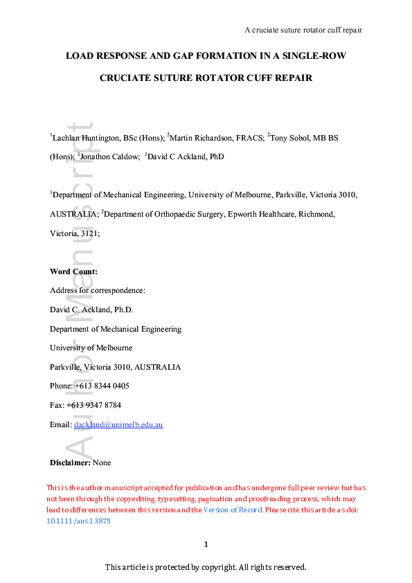 (PDF) Load response and gap formation in a single‐row cruciate suture ...