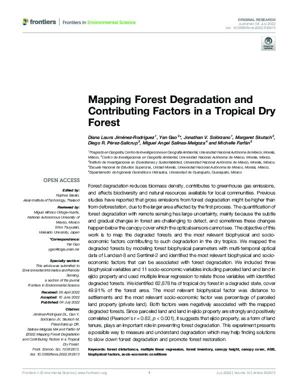 (PDF) Mapping Forest Degradation and Contributing Factors in a Tropical Dry Forest | Michelle ...