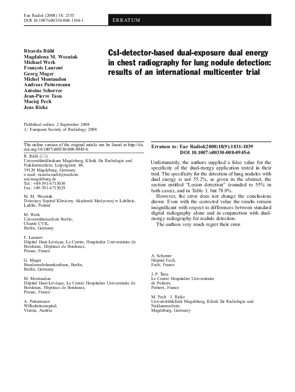 (PDF) CsI-detector-based dual-exposure dual energy in chest radiography ...