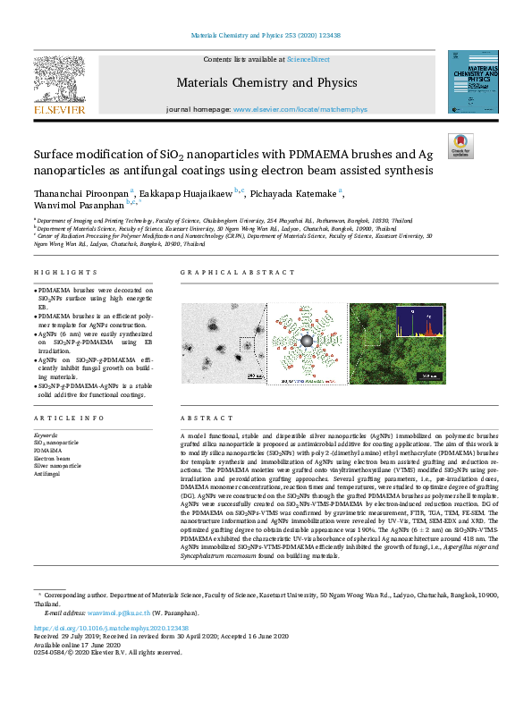 (PDF) Surface modification of SiO2 nanoparticles with PDMAEMA brushes ...