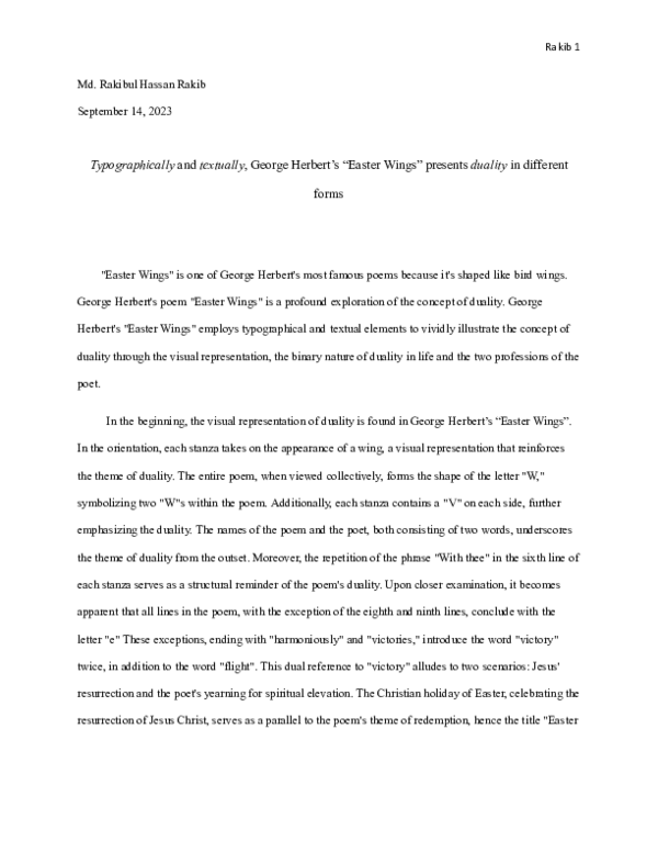 (PDF) Typographically and textually, George Herbert’s “Easter Wings ...