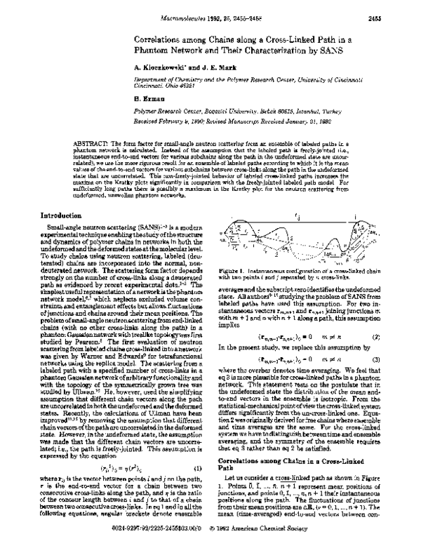 (PDF) Correlations among chains along a crosslinked path in a phantom ...