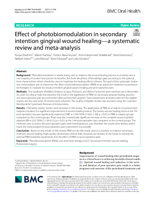 (PDF) Effect of photobiomodulation in secondary intention gingival ...