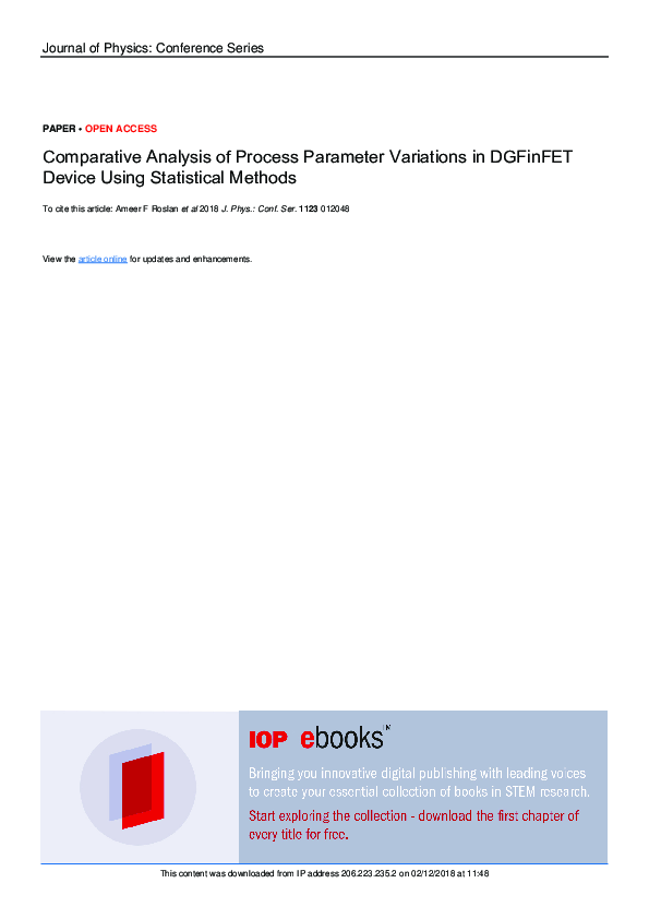 (PDF) Comparative Analysis of Process Parameter Variations in DGFinFET ...