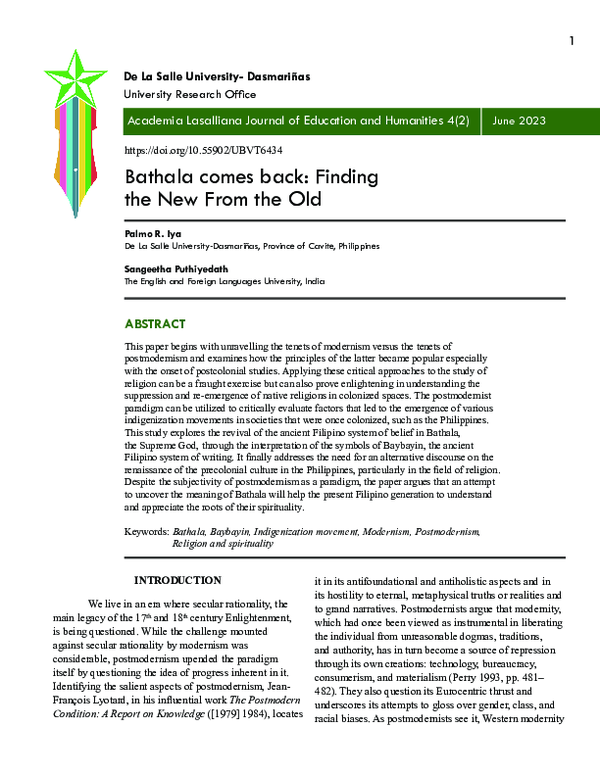(PDF) Bathala comes back: Finding the New From the Old
