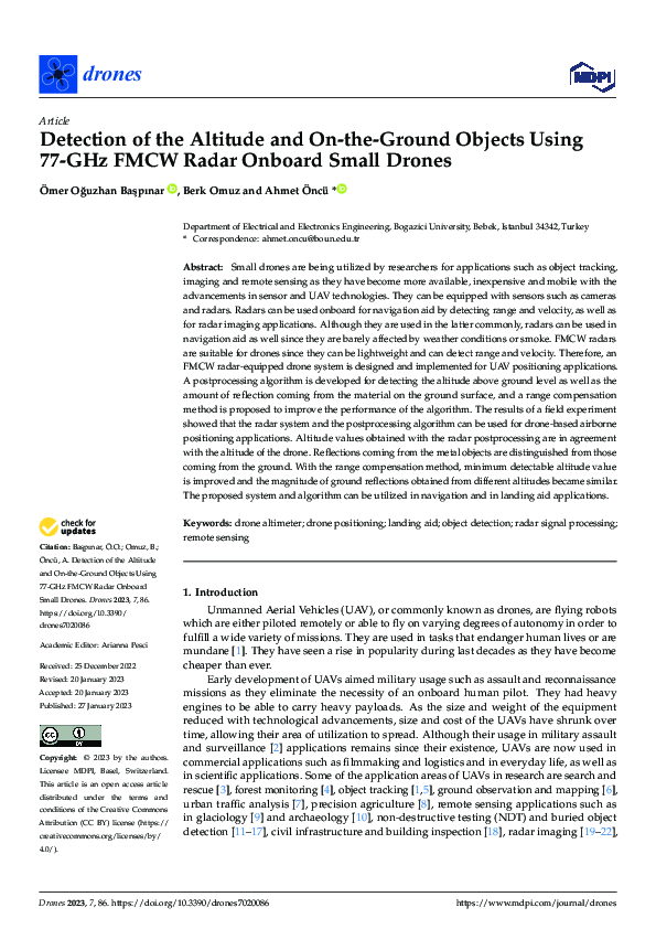 (PDF) Detection of the Altitude and On-the-Ground Objects Using 77-GHz ...