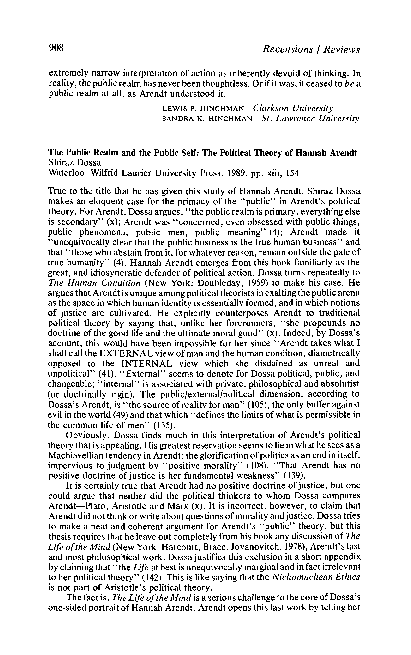 (PDF) The Public Realm and the Public Self: The Political Theory of ...