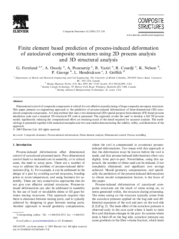 (PDF) Finite element based prediction of process-induced deformation of autoclaved composite ...